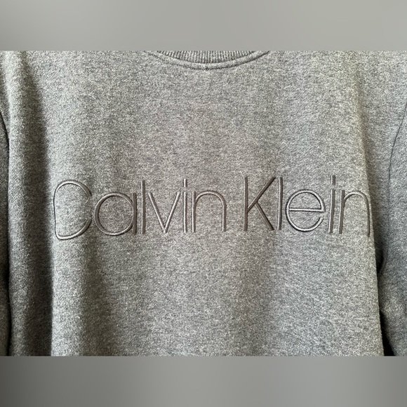 Calvin Klein | Sweaters | Calvin Klein Mens Dark Grey Embroidered Crew ...